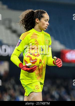Manchester United goalkeeper Phallon Tullis-Joyce in action during the ...