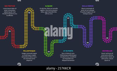 Railroad tracks infographic. Rail tracking option chart, step flowchart ...