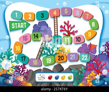 Colorful sea-themed board game with marine creatures Stock Vector Image ...