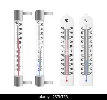 Vector realistic 3d white celsius and fahrenheit meteorology, weather ...