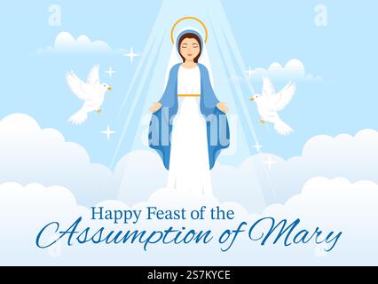 Assumption of Mary Vector Illustration with Feast of the Blessed Virgin ...