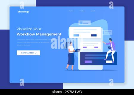 Flat design manage your workflow landing page concept. Illustration for ...
