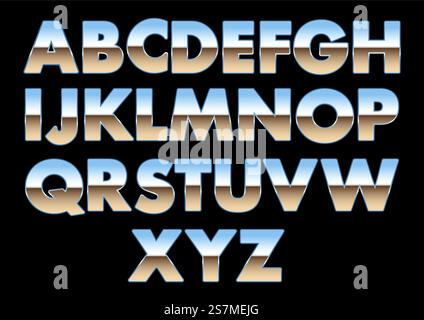 Metallic shiny fonts, chrome fonts, alphabet letters for industrial ...
