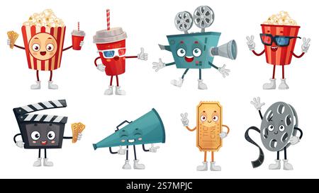 Cinema mascot. Cartoon film bobbin. Funny character isolated on white ...
