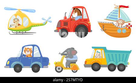 Funny cat on tractor, vector cartoon illustration Stock Vector Image ...