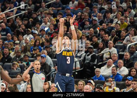 Denver Nuggets guard Julian Strawther (3) in the first half of an NBA ...