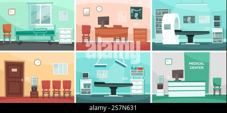 Cartoon hospital room. Medical interiors, doctor office and surgery ...