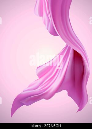 Silky chiffon elements, pink elegant fluttering fabric texture on white ...