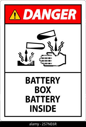 Danger Battery Box Battery Inside Sign With Symbol Stock Vector Image ...