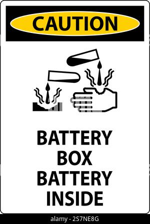 Caution Battery Box Battery Inside Sign With Symbol Stock Vector Image ...