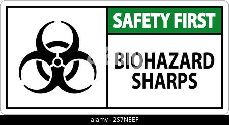 Safety First Biohazard Label, Biohazard Sharps Stock Vector Image & Art ...