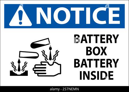 Notice Battery Box Battery Inside Sign With Symbol Stock Vector Image ...