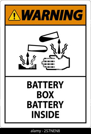 Warning Battery Box Battery Inside Sign With Symbol Stock Vector Image ...