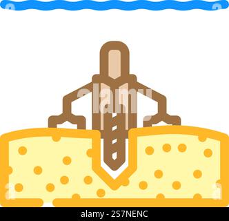offshore drilling petroleum engineer color icon vector illustration ...