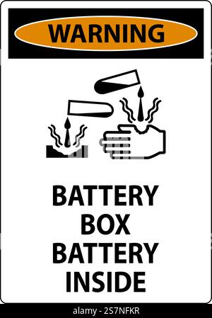 Warning Battery Box Battery Inside Sign With Symbol Stock Vector Image ...