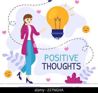 Positives Thoughts Vector Illustration with Thinking Positive as a ...