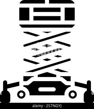 hydraulic lift platform civil engineer glyph icon vector illustration ...