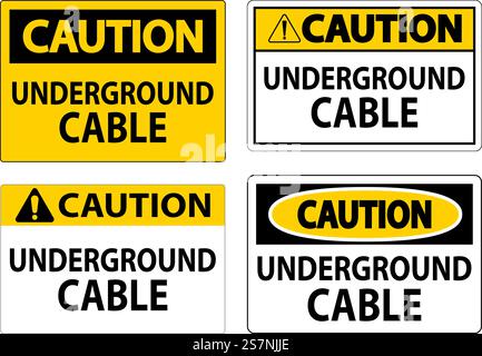 Caution Sign, Underground Cable Stock Vector Image & Art - Alamy