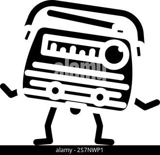 retro radio music character glyph icon vector illustration Stock Vector ...