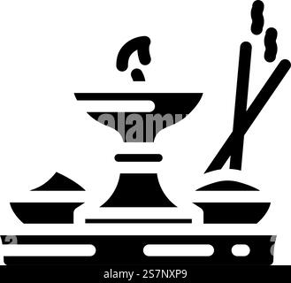 Indian thali icon Vector symbol or sign set collection in black and ...