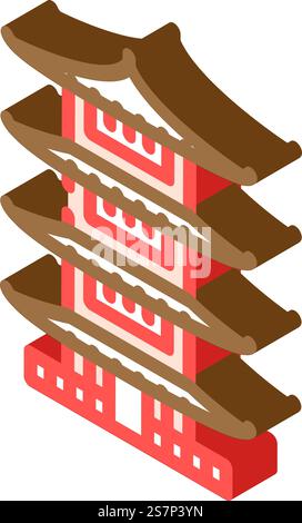 shinto shrine building shintoism isometric icon vector illustration ...