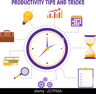 Productivity Tips and Trick Vector Illustration with Marketing Product ...