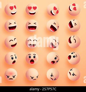 Emoji sad 3d characters vector set. Emojis emoticons in unhappy, crying ...