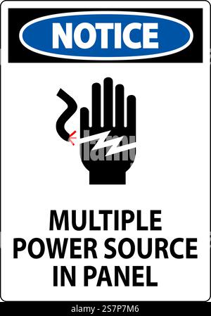 Notice Sign Multiple Power Source In Panel Stock Vector Image & Art - Alamy