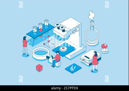 Isometric science laboratory infographic with molecular biology ...