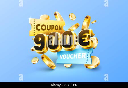 900 euro coupon gift voucher, cash back banner special offer. Vector ...