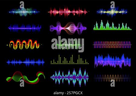 sign sticker music pulse frequency, vector wave sound Stock Vector ...