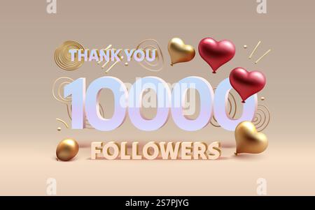 Thank you 10000 followers, peoples online social group, happy banner ...