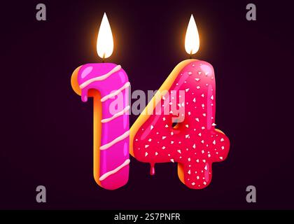 Set 14 Year Anniversary Vector Template Design Illustration Blue Box ...