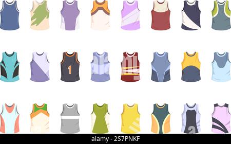Singlet icons set cartoon vector. Sport top. Short wear Stock Vector ...