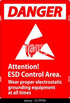 Danger Sign Attention ESD Control Area Wear Proper Electrostatic ...