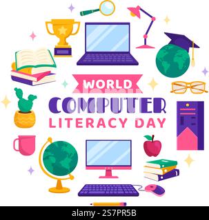 World Computer Literacy Day Vector Illustration on December 2 with Book ...
