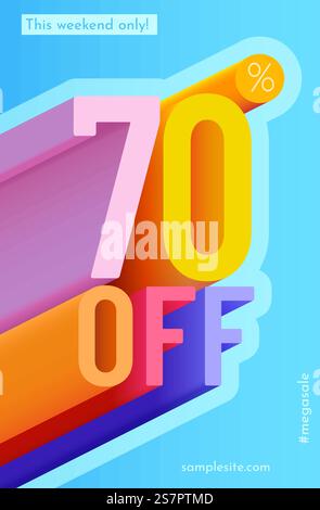 70 percent Off. Discount creative composition. Summer sale banner with ...