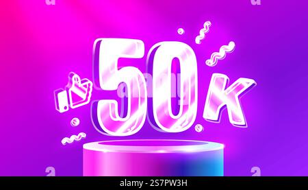 Thank you followers peoples, 50k online social group, happy banner ...