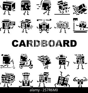 Courier service black glyph icons set on white space Stock Vector Image ...