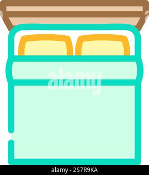 double bed top view color icon vector illustration Stock Vector Image ...