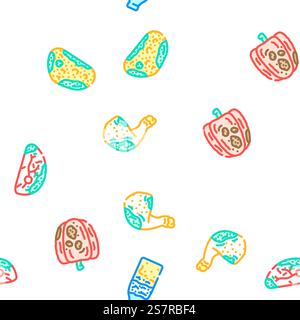 rotten food waste vector seamless pattern thin line illustration ...