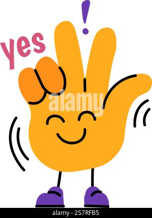 Hand character, gestures of agreement satisfaction Stock Vector Image ...