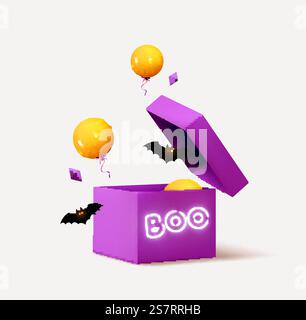 happy halloween lettering with balloons helium Stock Vector Image & Art ...