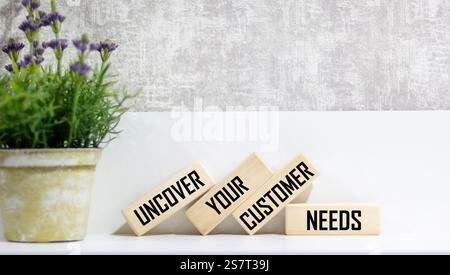 Wooden blocks with words 'Uncover Your Customer Needs'. Business ...