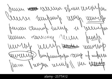 Illegible strikethrough cursive script message. Handwritten scribble ...
