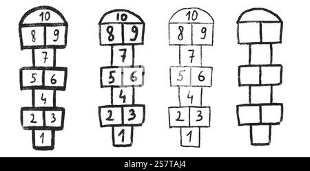 Hopscotch games set isolated on white background. Children playground ...