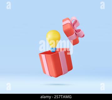 3d yellow light bulb in open gift box Stock Vector Image & Art - Alamy