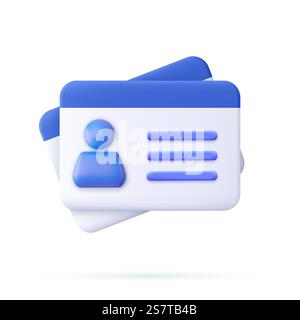 3d Driver license, id card, plastic card, badge icon. 3d rendering ...