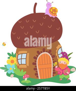 Fantasy magic mushroom, flower and grass. Vector cartoon set of ...