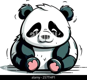 Cute panda sitting on the floor. Cartoon vector illustration Stock ...